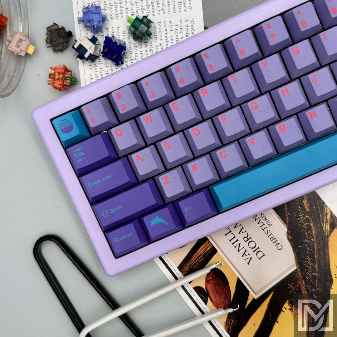 Vaporwave Keycap PBT Dye Sub Cherry Profile Purple Keycaps 129pcs Fit ...