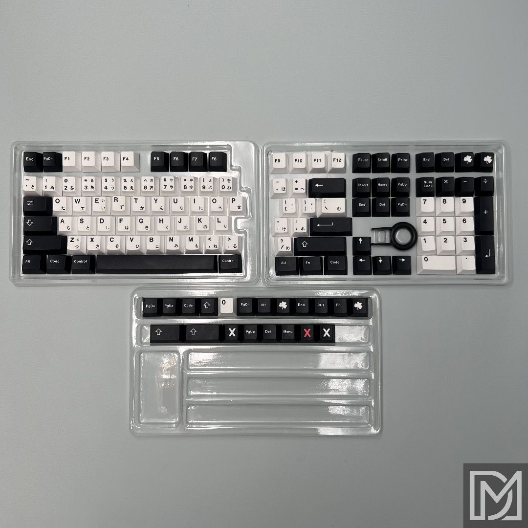 BOW Keycap PBT Dye Sub Cherry White on Black Japanese WOB Keycaps ...