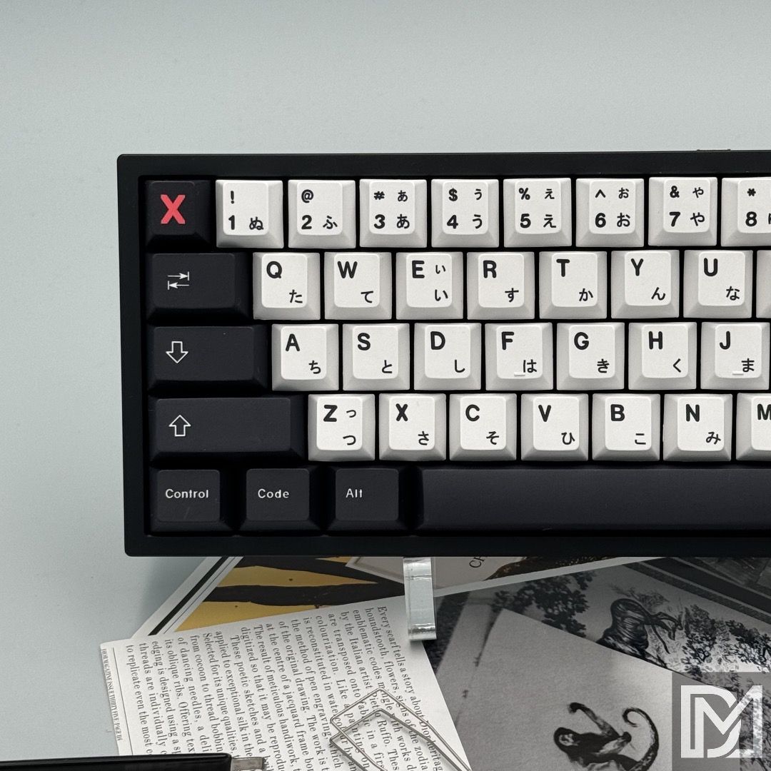 BOW Keycap PBT Dye Sub Cherry White on Black Japanese WOB Keycaps ...