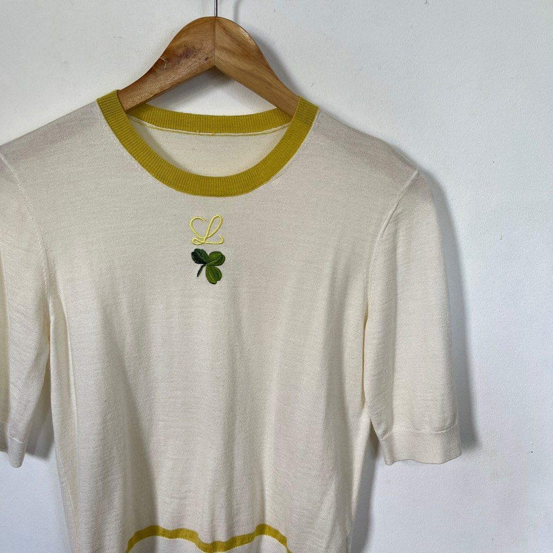 Loewe Logo Clover Embroidery Knit Cut And Sew Pullover Short Sleeve ...