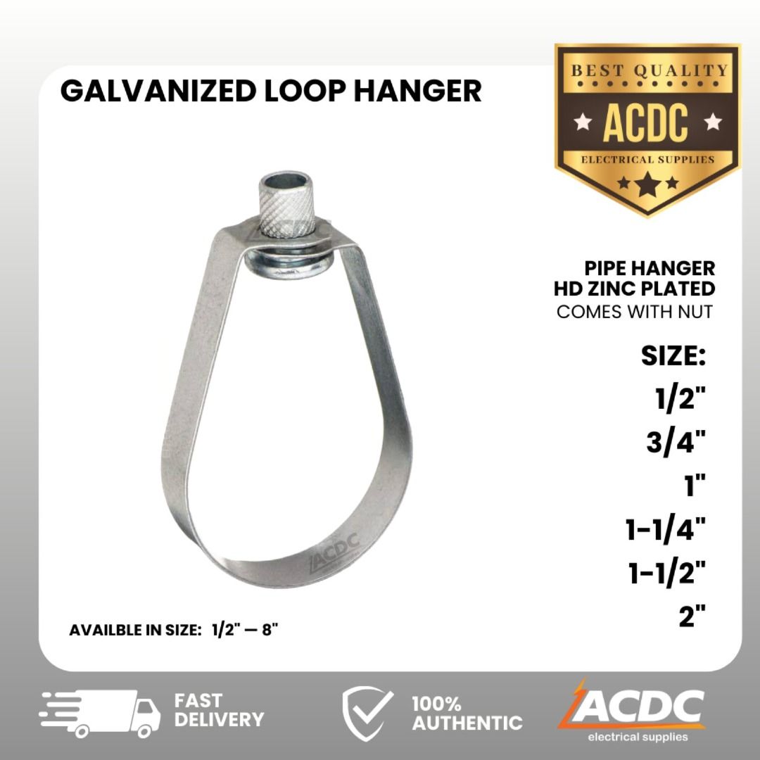 Loop Hanger | Galvanized Heavy Duty Pipe Hanger with nut, Commercial ...