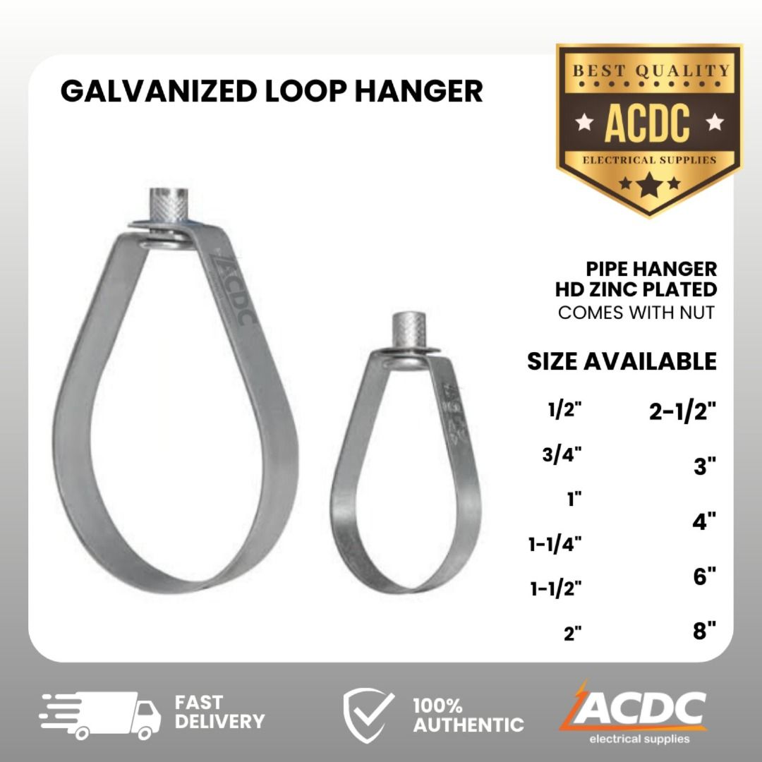Loop Hanger | Galvanized Heavy Duty Pipe Hanger with nut, Commercial ...