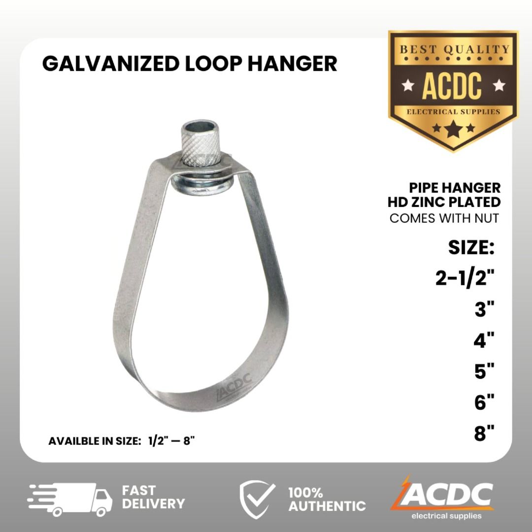 Loop Hanger | Galvanized Heavy Duty Pipe Hanger with nut, Commercial ...