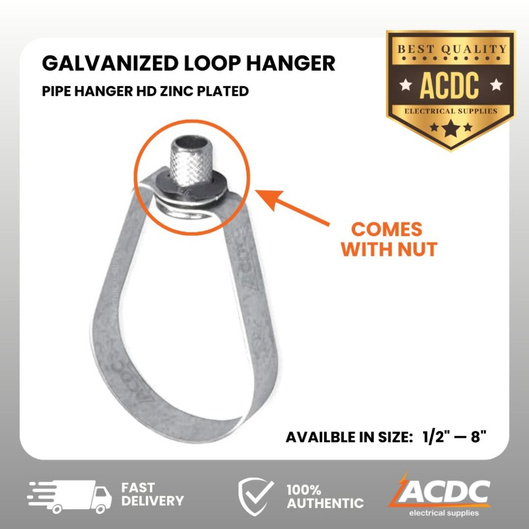 Loop Hanger | Galvanized Heavy Duty Pipe Hanger with nut, Commercial ...