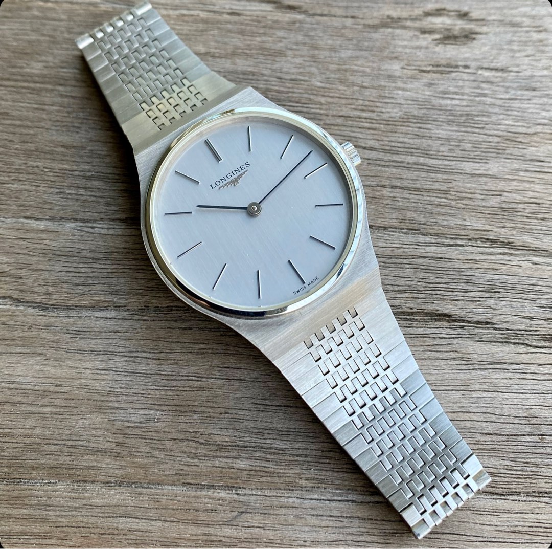 (Near NOS/Sharp case) Vintage LONGINES Extra thin steel manual hand ...