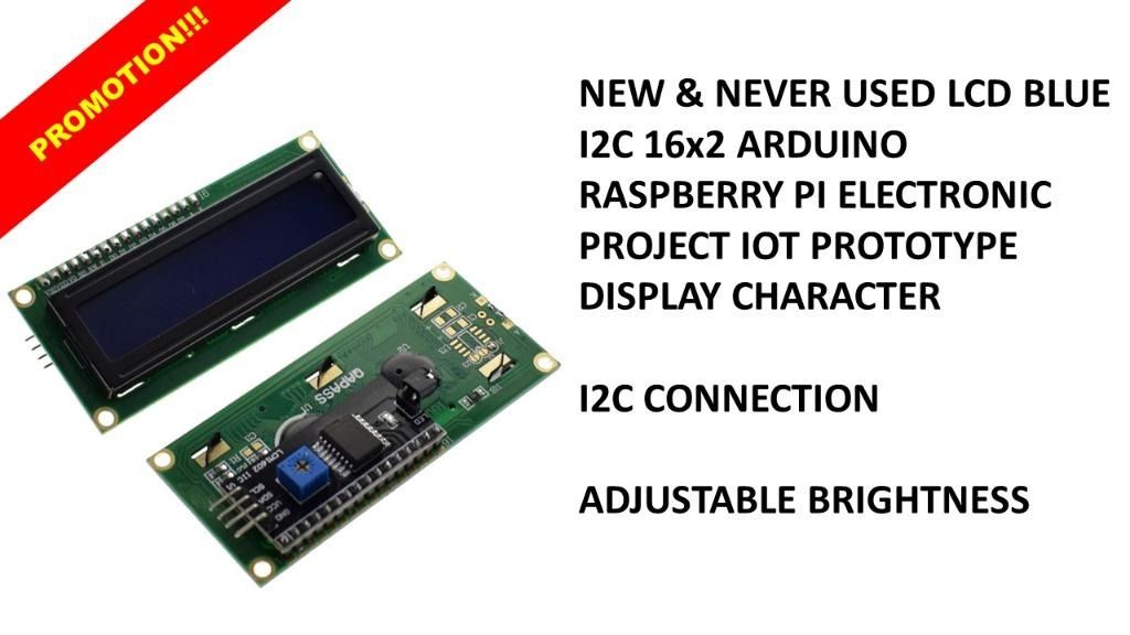 NEW LCD BLUE I2C 16x2 1602 ARDUINO RASPBERRY PI ELECTRONIC PROJECT IOT PROTOTYPE DISPLAY ...