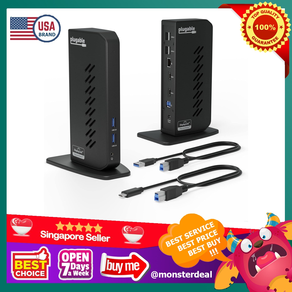 Plugable USB 3.0 and USB-C Universal Laptop Docking Station for Windows ...