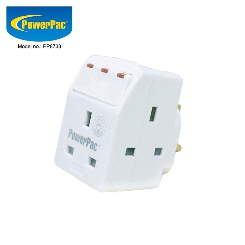 PowerPac Adapter 3 Way with Switch & 2 pin direct(PP8733), TV & Home ...