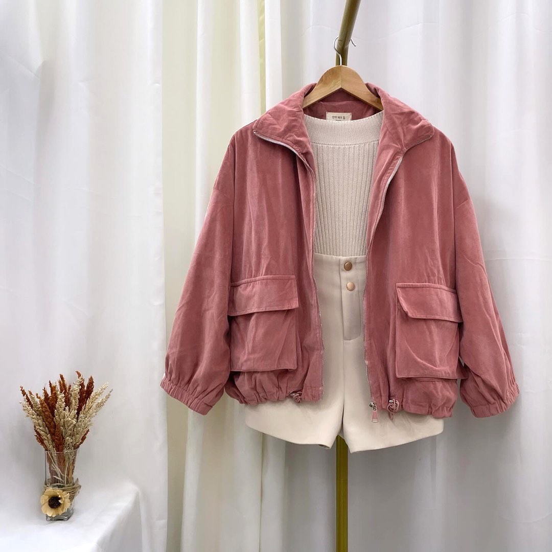 Premium velvet jacket (coral pink - upto XXL), Women's Fashion, Coats ...