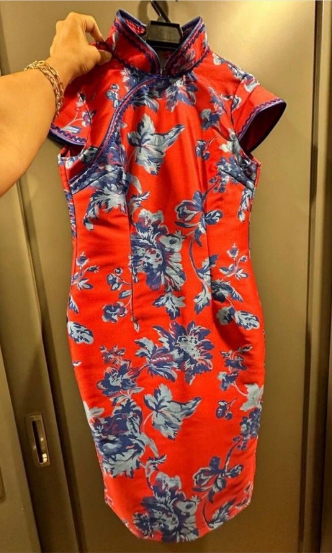 Red Blue Cheongsam, Women's Fashion, Dresses & Sets, Traditional ...