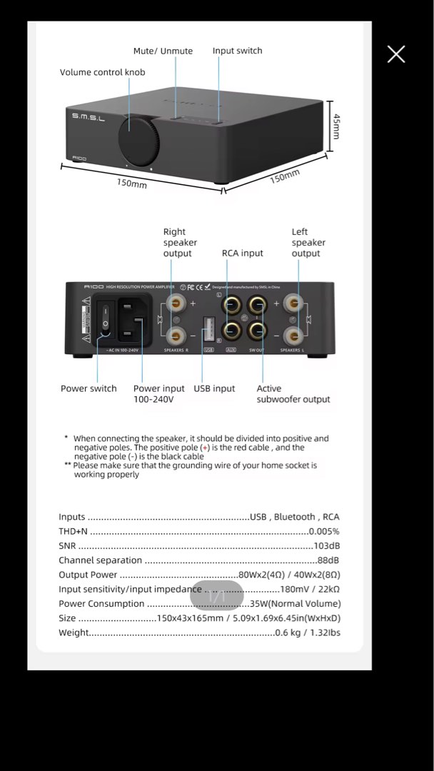 SMSL High Resolution Digital Power Amplifier, Audio, Soundbars ...