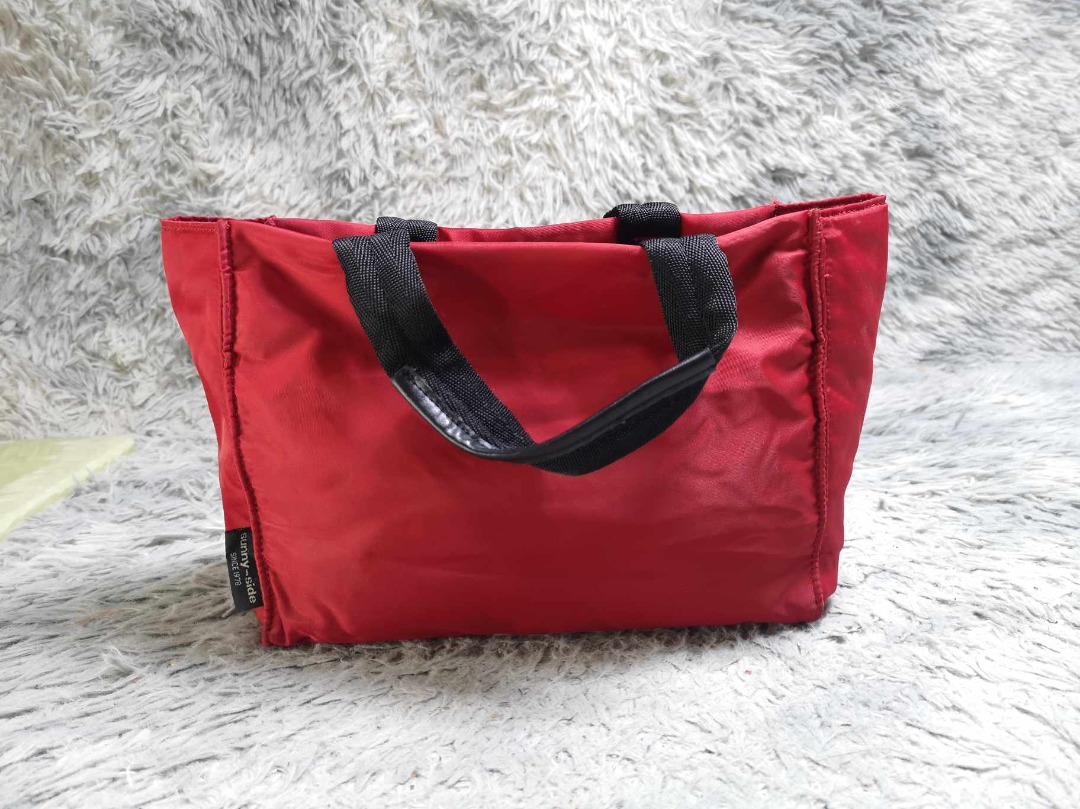 Sunny Side Red Black Canvas Tote Bag, Women's Fashion, Bags & Wallets ...