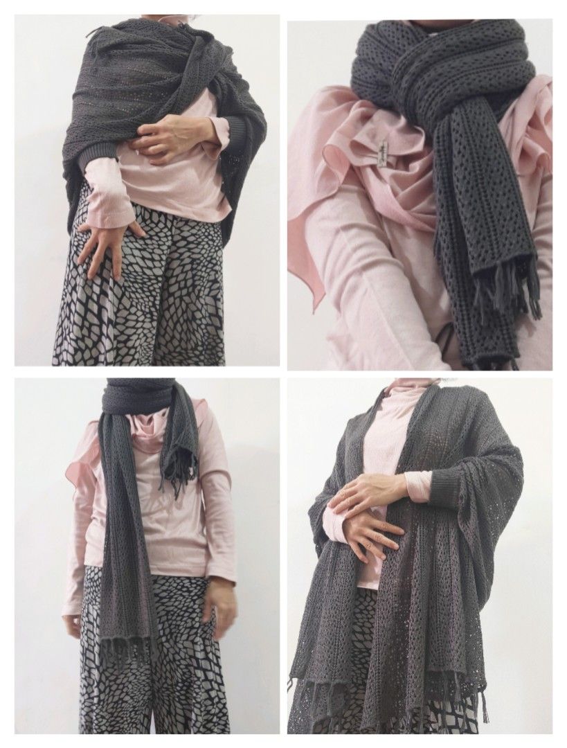 syal Rajut PREMIUM, 2in1,bahan premium, Fesyen Wanita, Aksesoris di ...