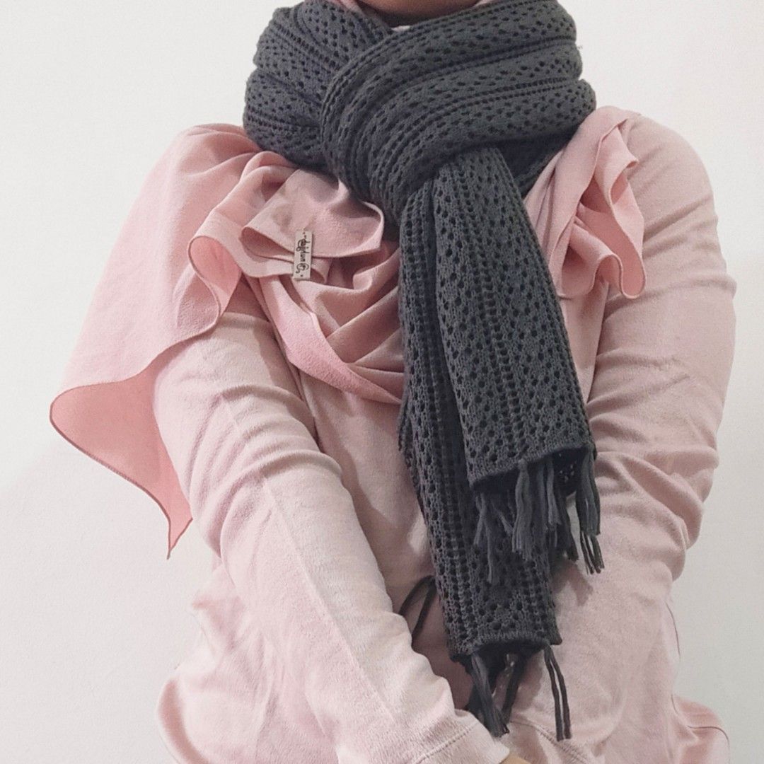 syal Rajut PREMIUM, 2in1,bahan premium, Fesyen Wanita, Aksesoris di ...