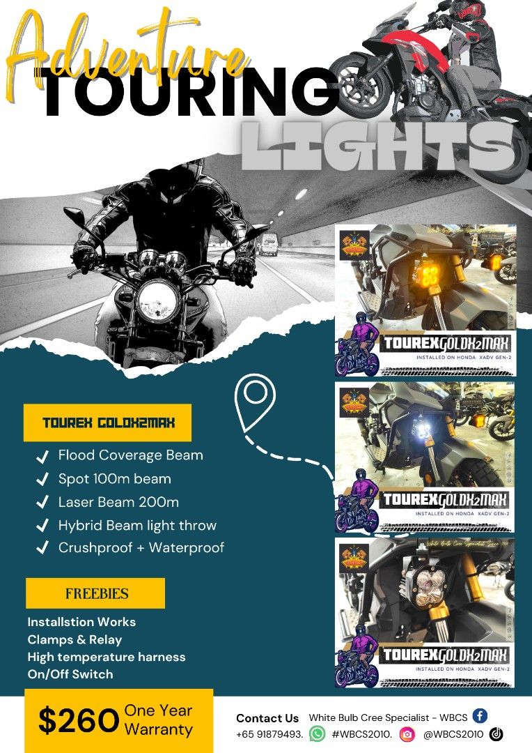 TOUREX GOLD-X2MAX 7000LM Extreme Adventure Touring Lights!, Motorcycles ...