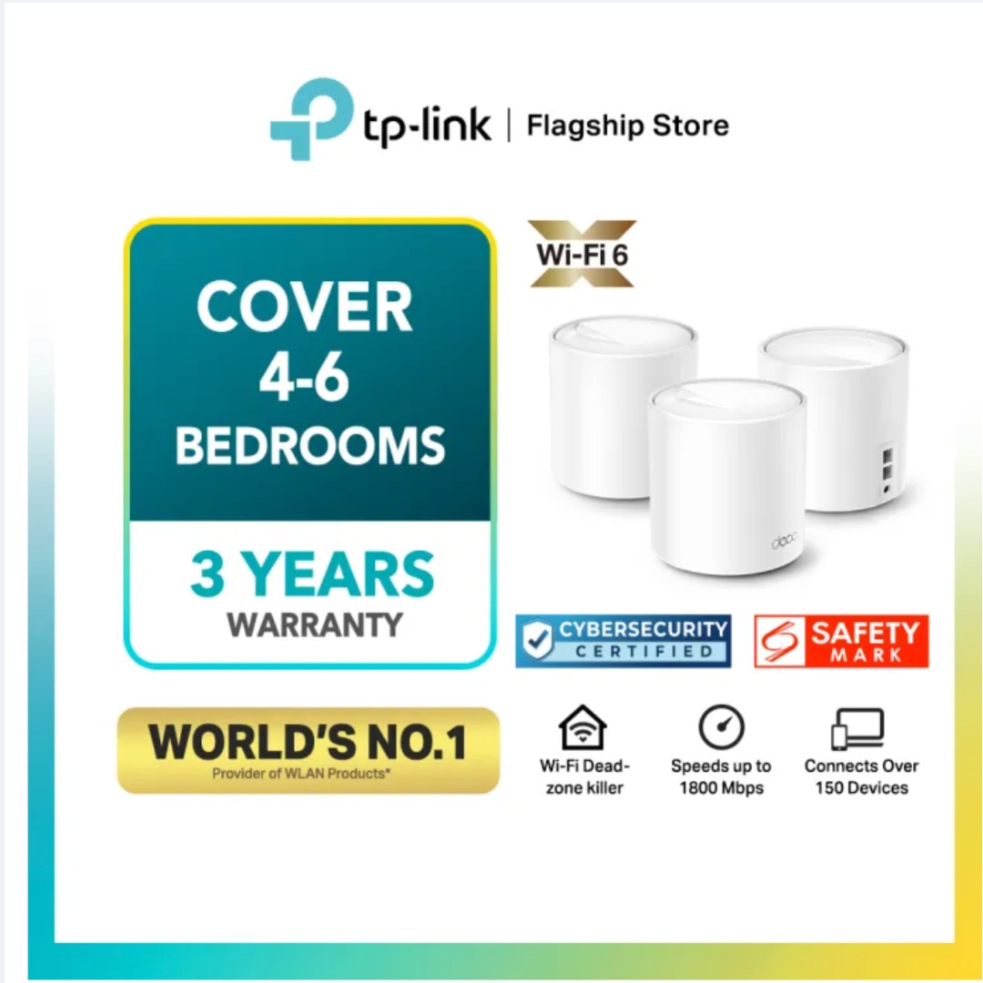 TP-LINK Deco X20 (3-pack) AX1800 Dual Band Gigabit OFDMA MU-MIMO WiFi 6 Mesh Router (Whole Home ...