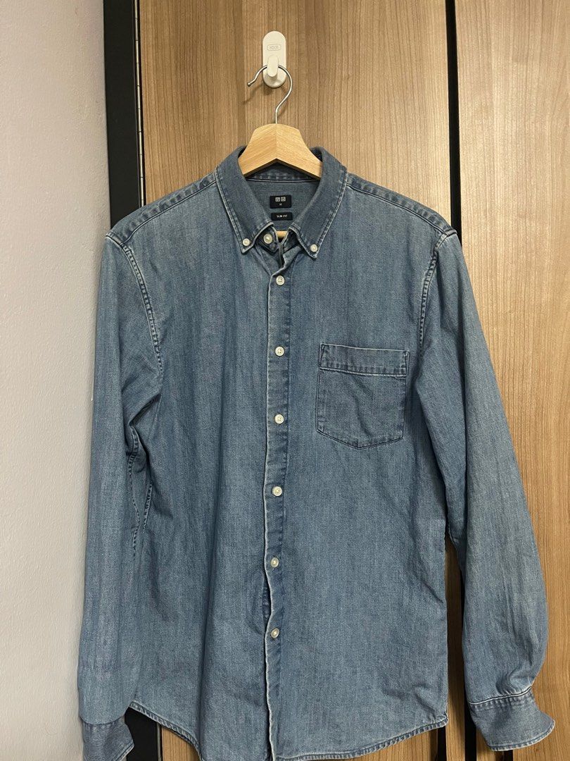 Uniqlo Denim Shirt, Men's Fashion, Tops & Sets, Formal Shirts on Carousell