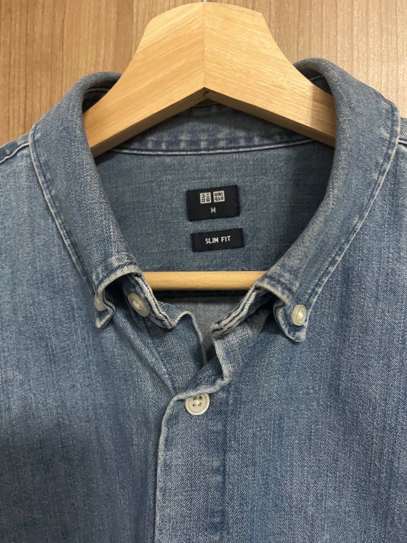 Uniqlo Denim Shirt, Men's Fashion, Tops & Sets, Formal Shirts on Carousell