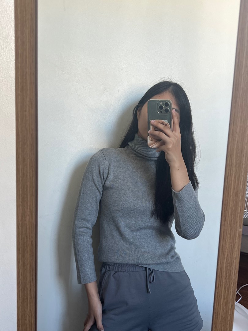 ZARA turtle neck gray, Women's Fashion, Tops, Longsleeves on Carousell
