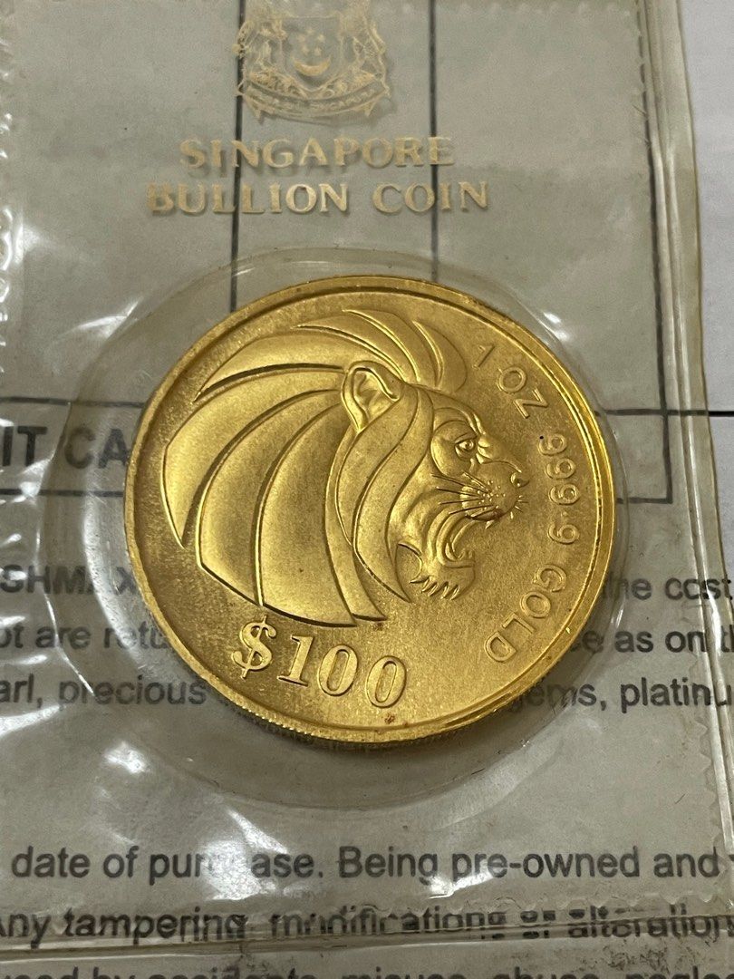 1 OZ Gold Bullion Coin Singapore 1990 Lion, Hobbies & Toys, Memorabilia ...