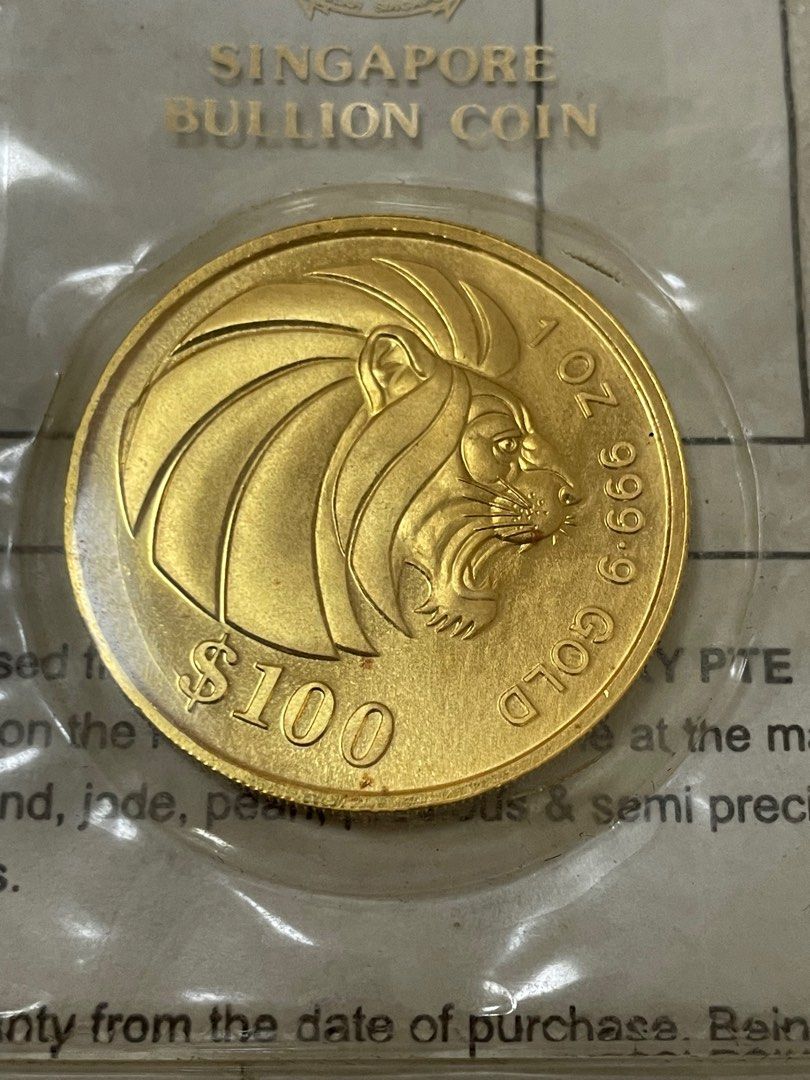 1 OZ Gold Bullion Coin Singapore 1990 Lion, Hobbies & Toys, Memorabilia ...