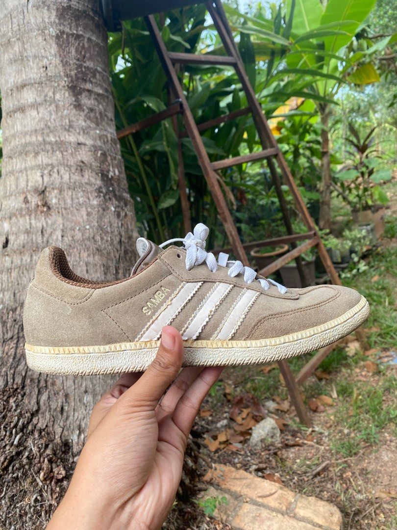 Adidas Samba Leather White Gold, Men's Fashion, Footwear, Sneakers on ...