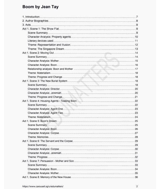 🇸🇬 Boom by Jean Tay O Level Literature Comprehensive Notes Literature ...