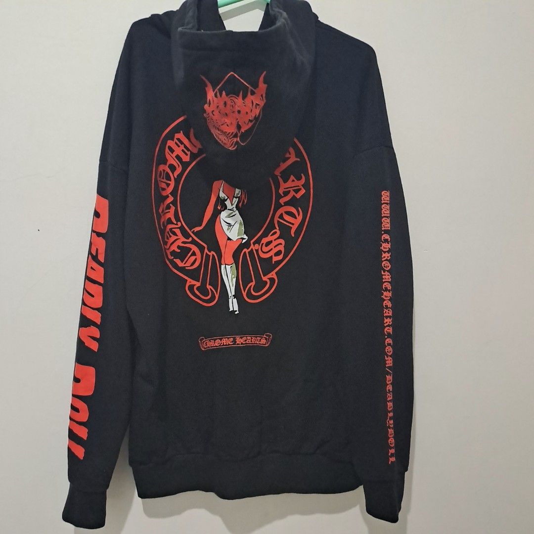 Chrome Hearts Deadly Doll Hoodie, Fesyen Pria, Pakaian , Baju Luaran di Carousell