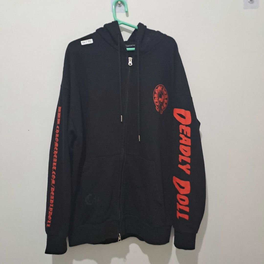 Chrome Hearts Deadly Doll Hoodie, Fesyen Pria, Pakaian , Baju Luaran di Carousell