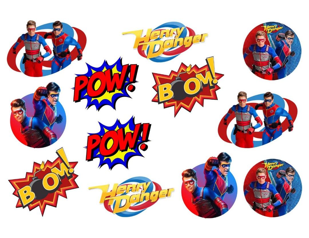 Henry Danger Theme Birthday Party Banner Cupcake Cake Topper Decoration ...