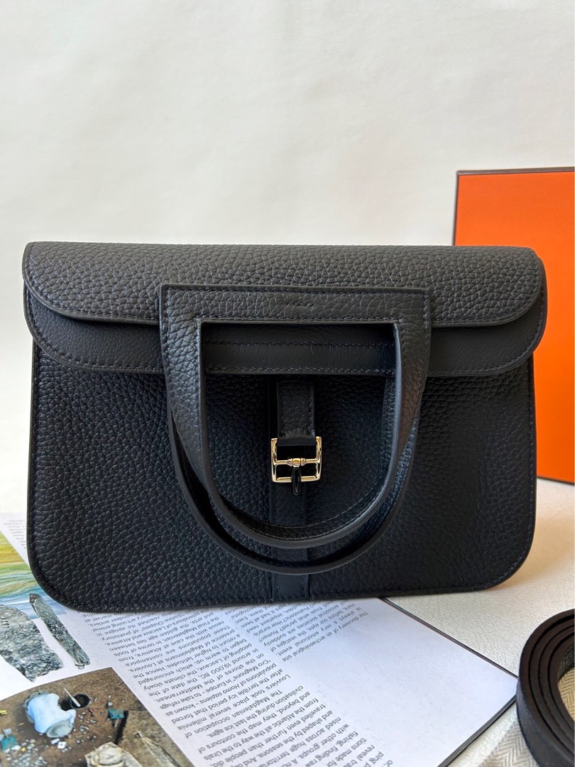 過年出清！Hermes Hazlan 25 黑金, 名牌精品, 精品包與皮夾在旋轉拍賣