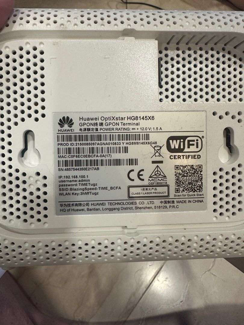 Huawei OptiXstar WiFi 6 Mesh Modem Router - HG8145X6 RM150, Computers ...