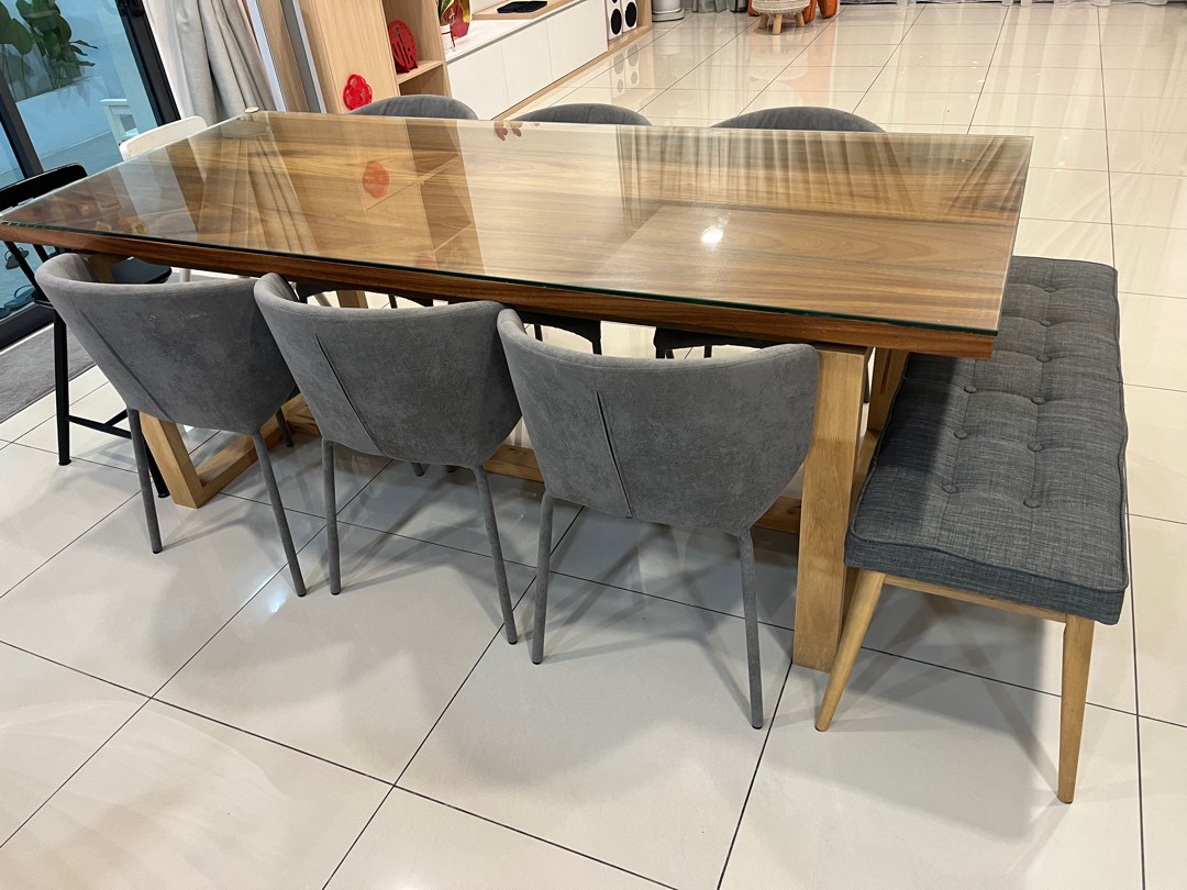 Melunak Solid Wood comes with 6 chairs, Furniture & Home Living ...