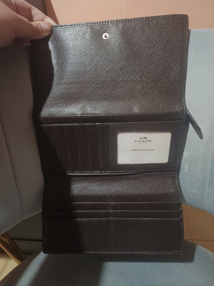 Original Coach Long Canvas and Leather Wallet with care card, Luxury ...
