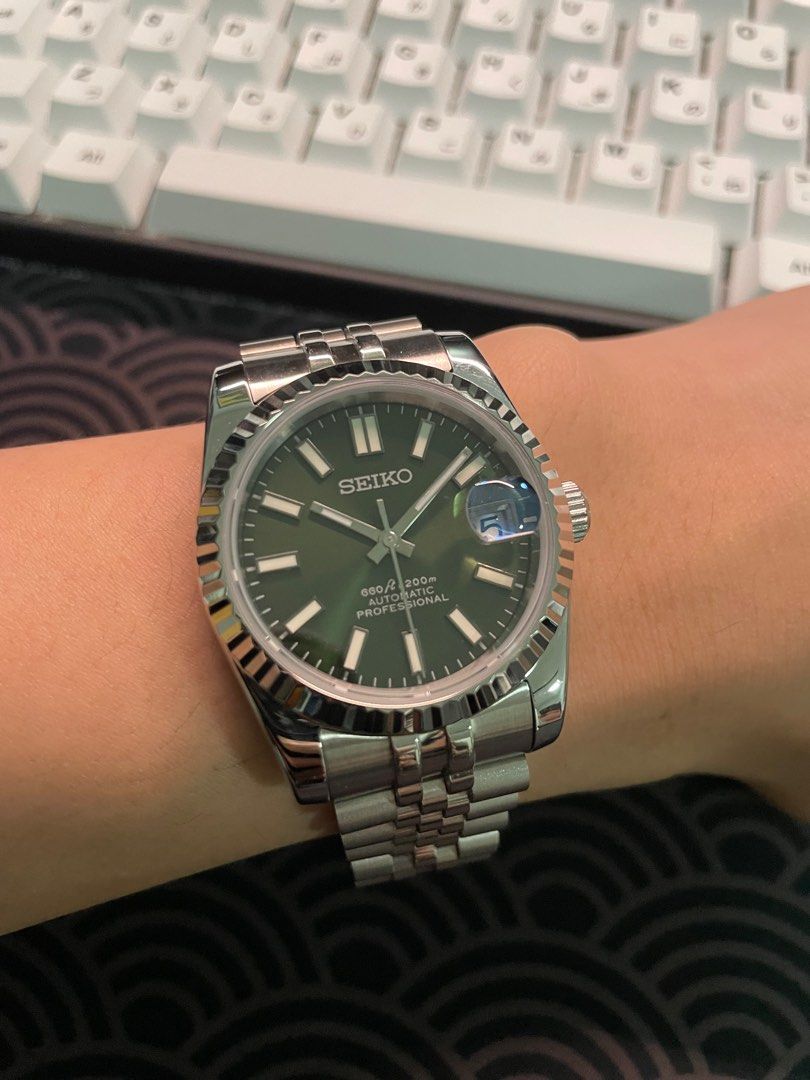 Seiko Custom Mod “Datejust Olive Premium Dial” 36mm case, Men's Fashion ...