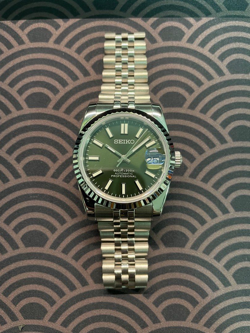 Seiko Custom Mod “Datejust Olive Premium Dial” 36mm case, Men's Fashion ...