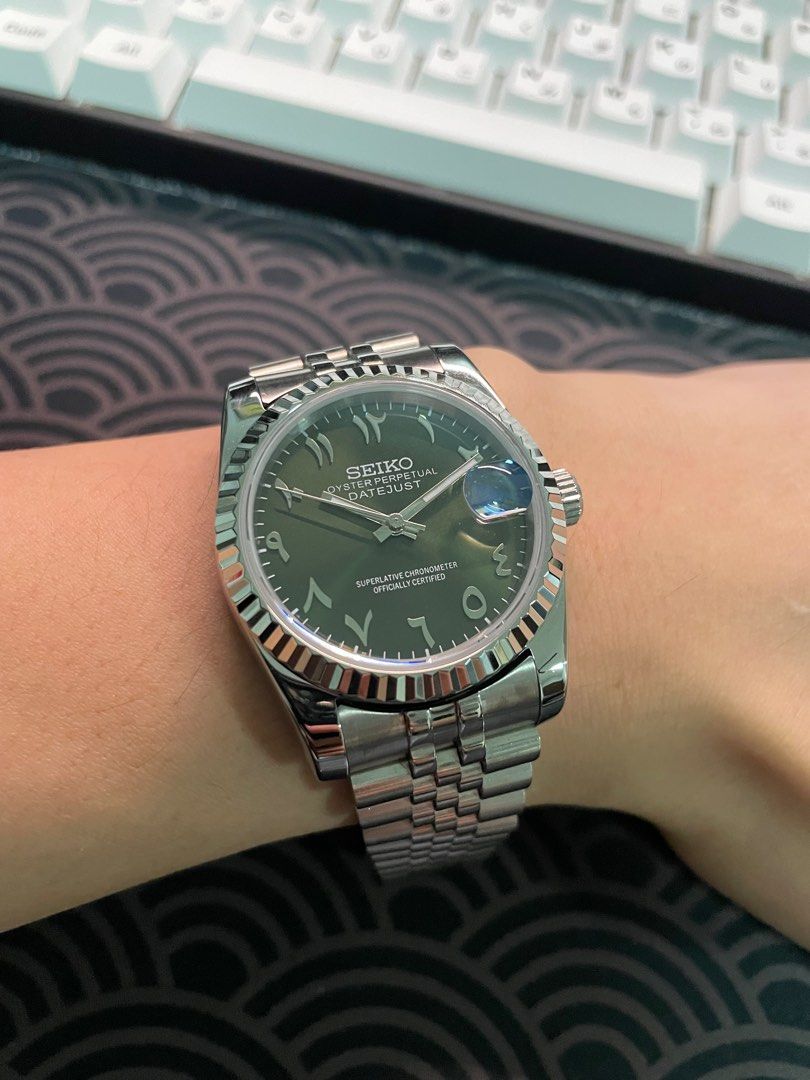 Seiko Custom Mod “Datejust Arabic Olive Premium Dial” 36mm case, Men's ...