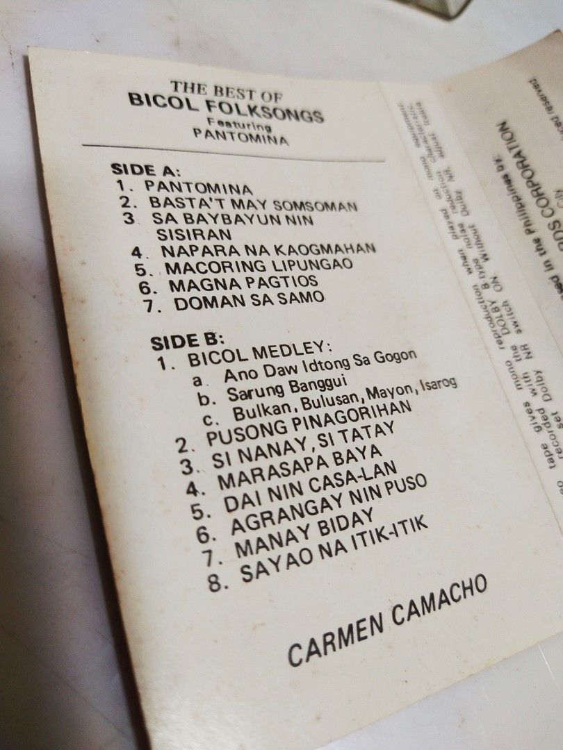 Vintage "The Best of Bicol Folksongs"/Audio Cassette tape/TESTED/1980s ...