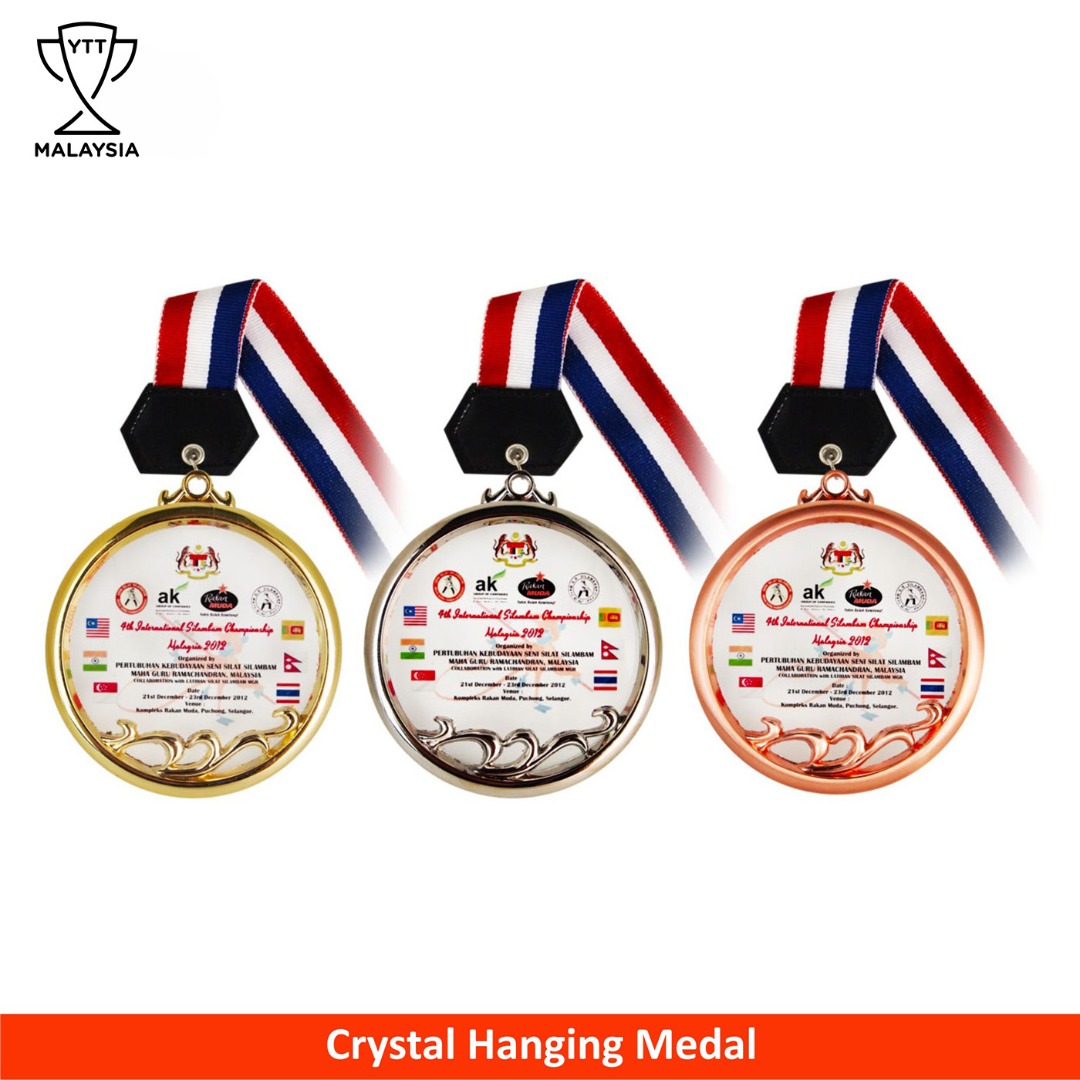 8138 Crystal Glass Medal with Printing and Lanyard Ribbon, Sports ...