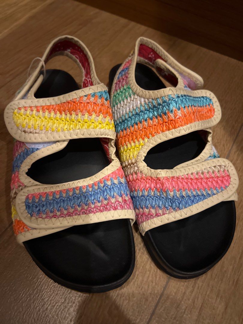 Arizona Love Apache striped raffia sandals, Women's Fashion, Footwear ...