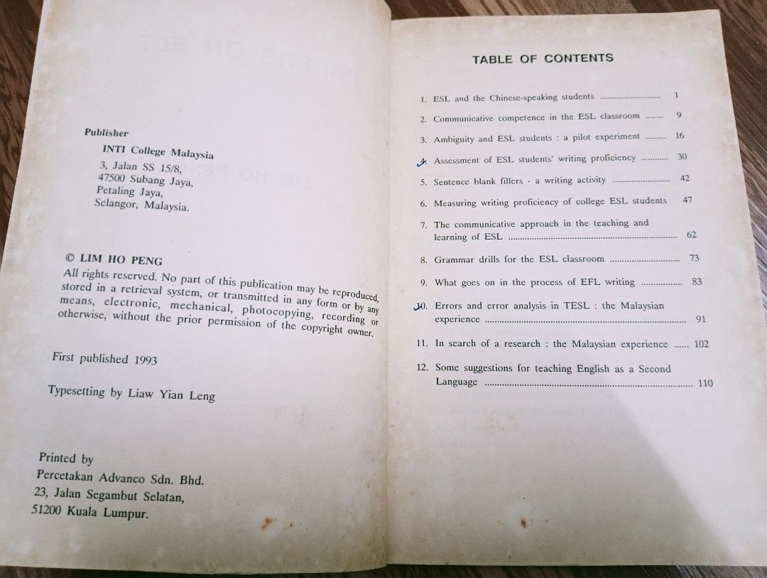 Buku Papers On ELT Lim Ho Peng First published 1993 Publisher-Inti ...