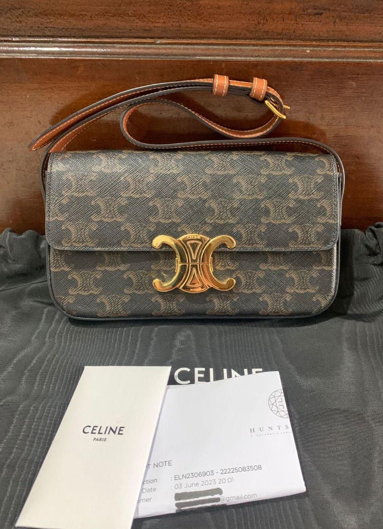 Celine triomphe with db booklet & receipt hunstreet 2023, Barang Mewah, Tas & Dompet di Carousell