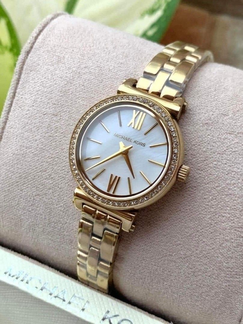 MK3833 Sofie Two Hand Mother of Pearl Dial Watch, Women's Fashion ...