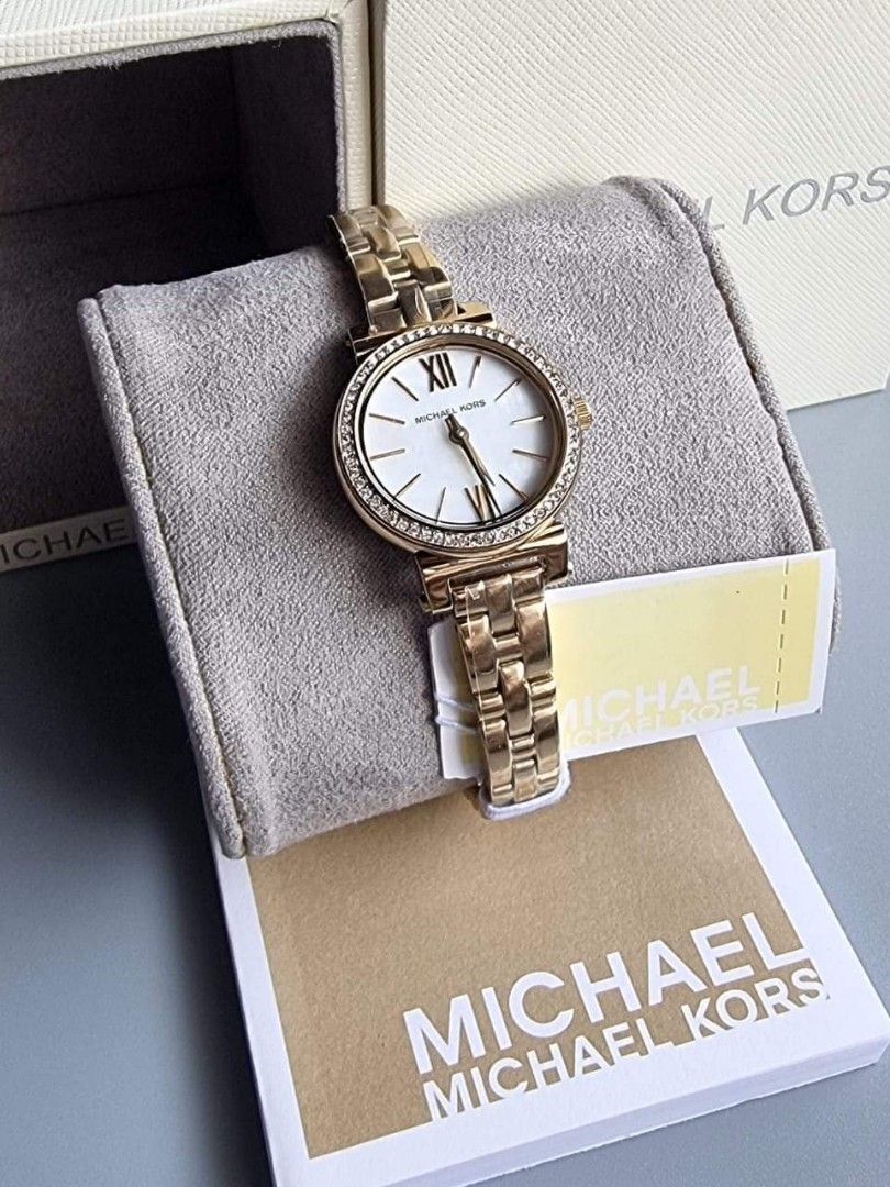 MK3833 Sofie Two Hand Mother of Pearl Dial Watch, Women's Fashion ...