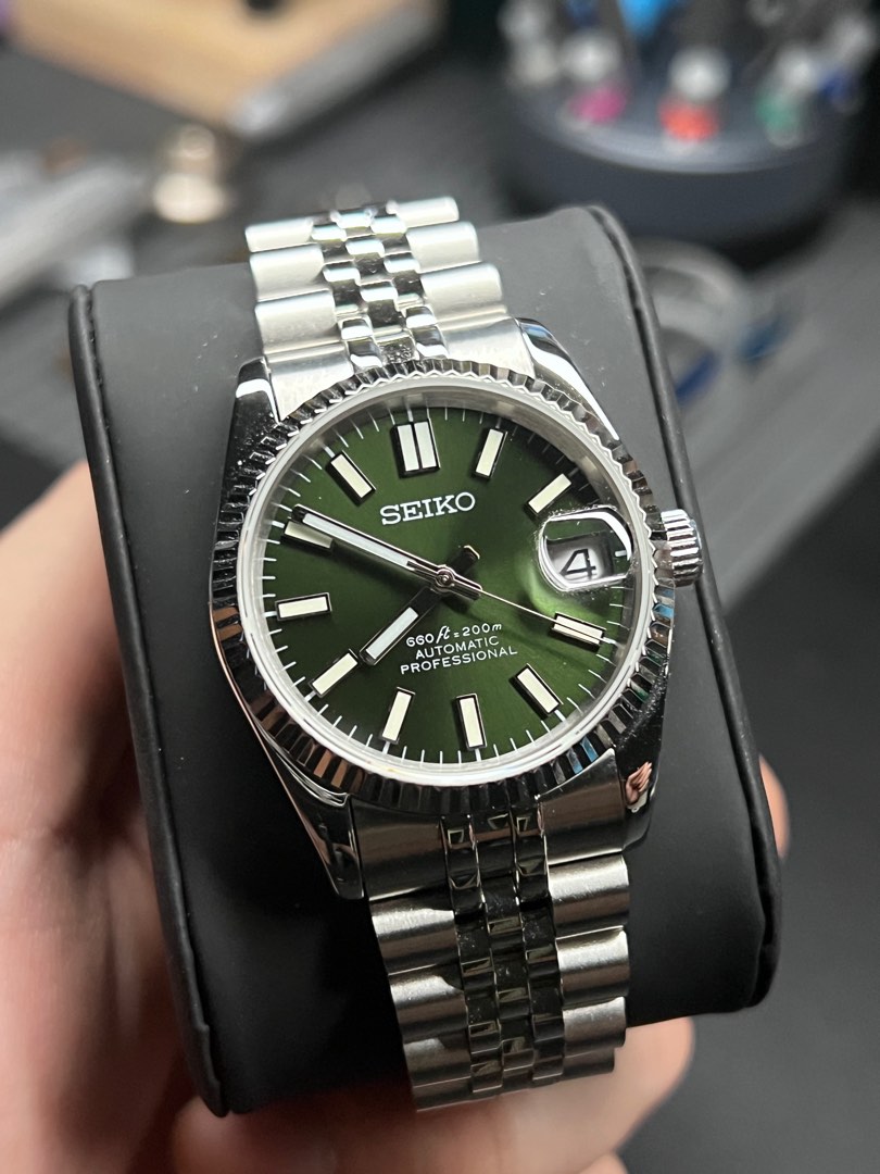 [MOD] Seiko Olive Green 36MM with NH35A Movement, Men's Fashion ...