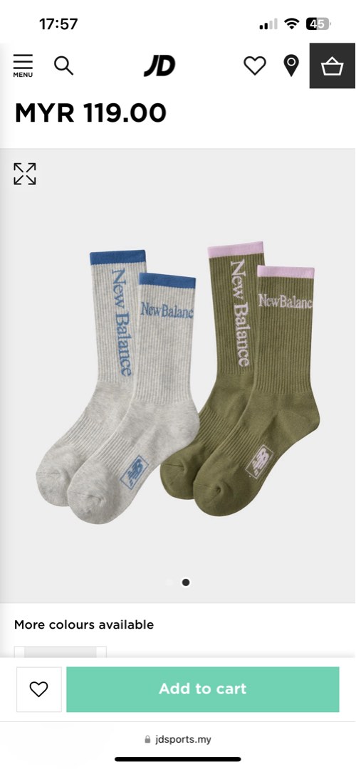 New balance essential midcalf 2 pair socks, Men's Fashion, Watches & Accessories, Socks on Carousell