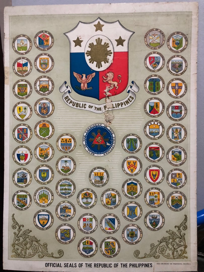 Official Seals of the Republic of the Philippines Original Print 1952 ...
