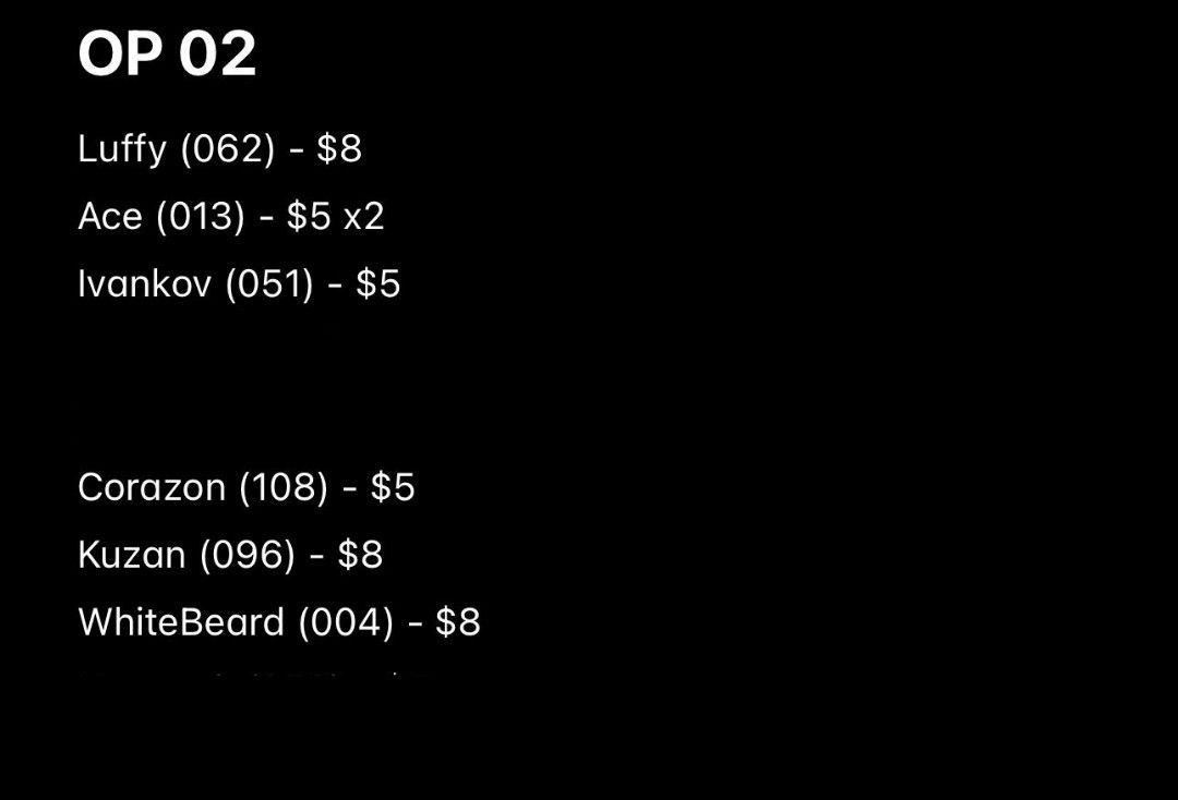 One Piece Cards (OP2), Hobbies & Toys, Toys & Games on Carousell