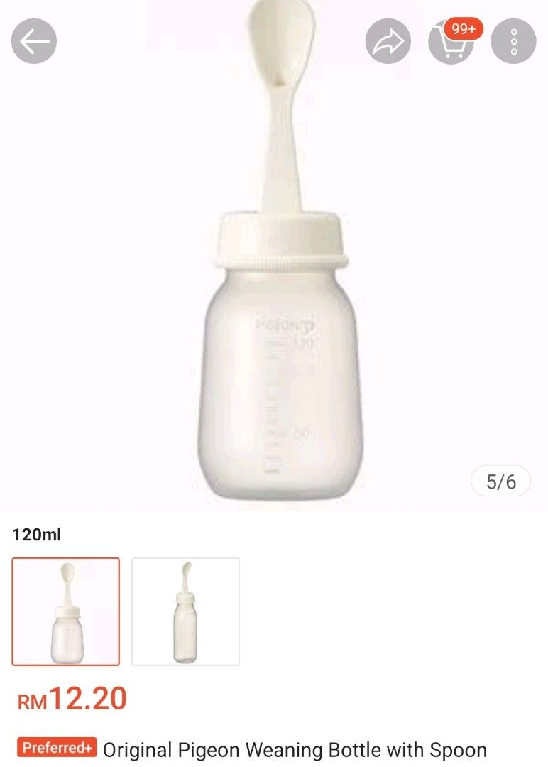 Pigeon Baby Weaning Bottle with Spoon 120ml, Babies & Kids, Nursing ...