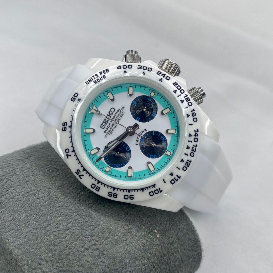 Seiko mods daytona rubber strap, Fesyen Pria, Jam Tangan di Carousell